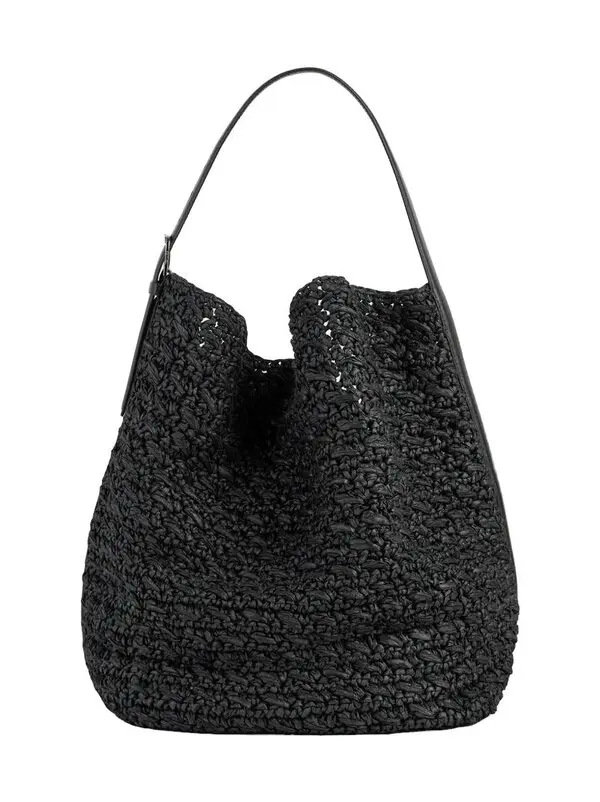 TOTEME Belted Raffia Tote Bag - Black