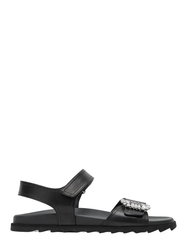 ROGER VIVIER Embellished Leather Sandals - Black