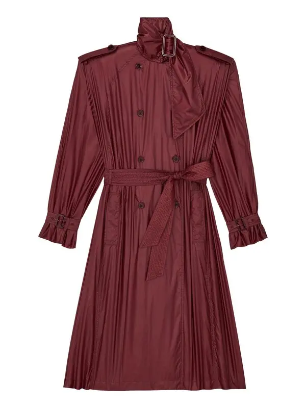 Saint Laurent Waterproof Nylon Trench Coat - Red