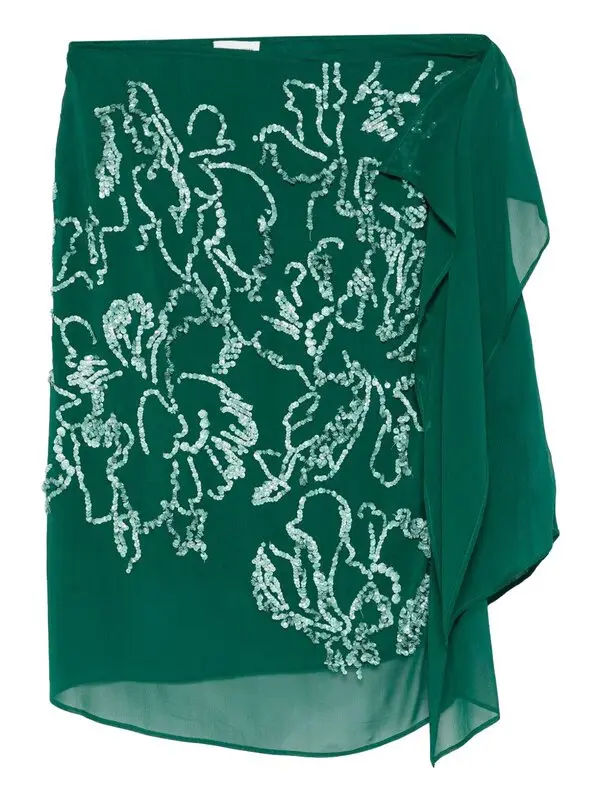 Dries Van Noten Embroidered Draped Skirt - Multicolor