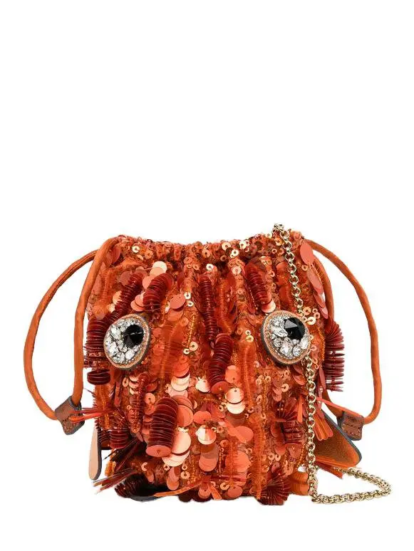 ANYA HINDMARCH Embellished Sequin Bucket Bag - Orange
