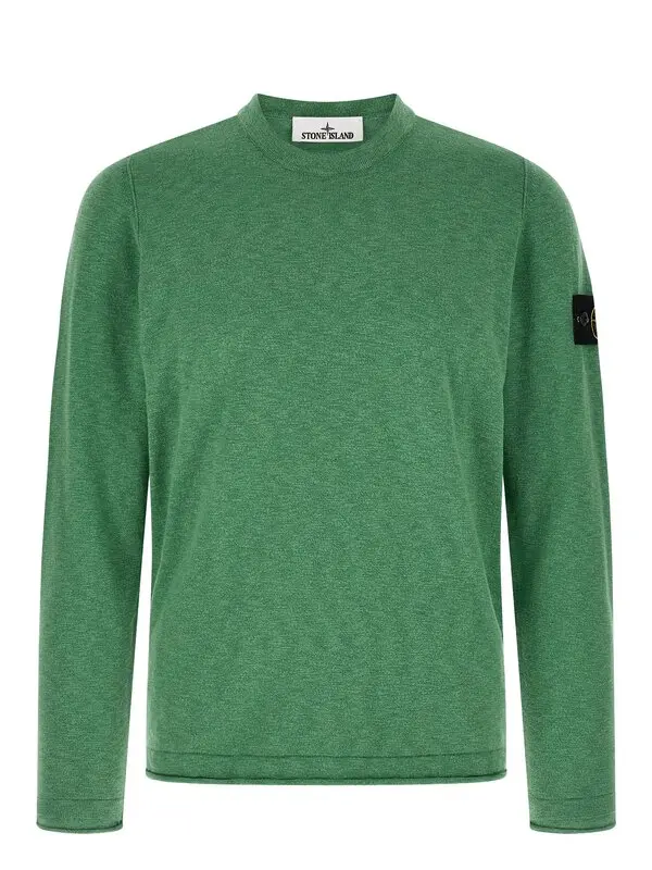 Stone Island 5100052 Shaved Cotton And Nylon Blend Crew Neck Sweater - Green