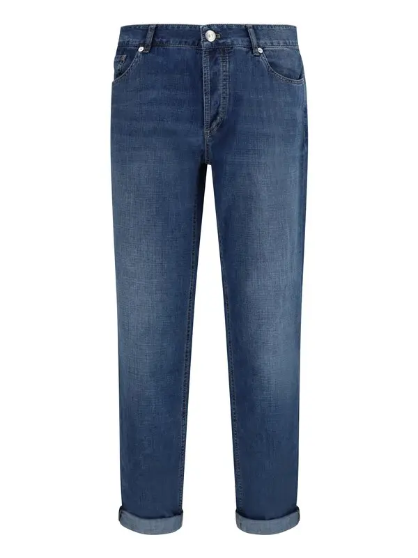Brunello Cucinelli Cotton Jeans With Distressed Effect - Blue