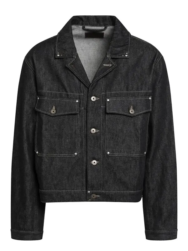 LEMAIRE Trucker Denim Jacket With Contrast Stitching And Studs - Blue