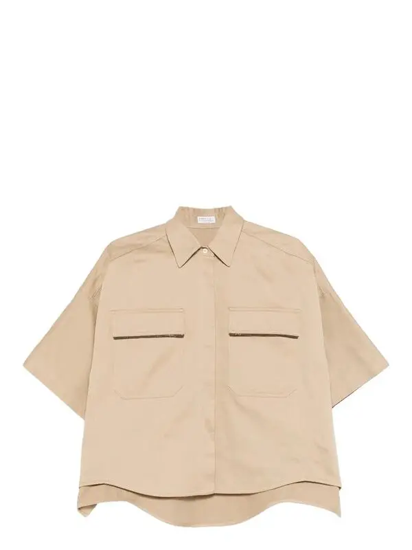 Brunello Cucinelli Short Sleeve Boxy Shirt - Cream