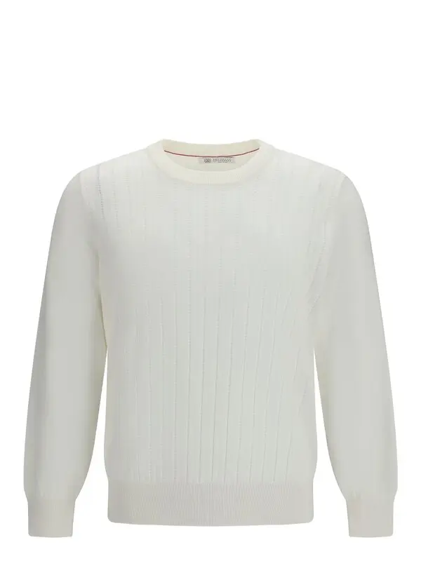 Brunello Cucinelli Cotton Crew Neck Sweater - White