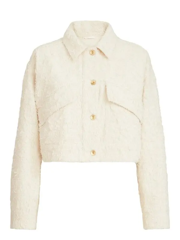 Brunello Cucinelli Ivory Embellished Cotton Jacket - Cream