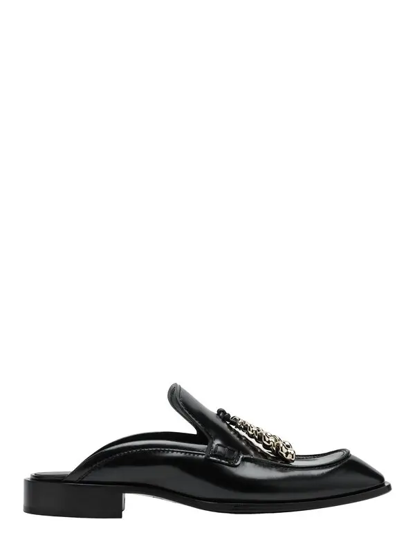 Loewe Edge Mule Loafers In Brushed Calf Leather - Black