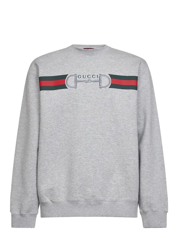 Gucci Melange Grey Cotton Printed Sweatshirt - Multicolor