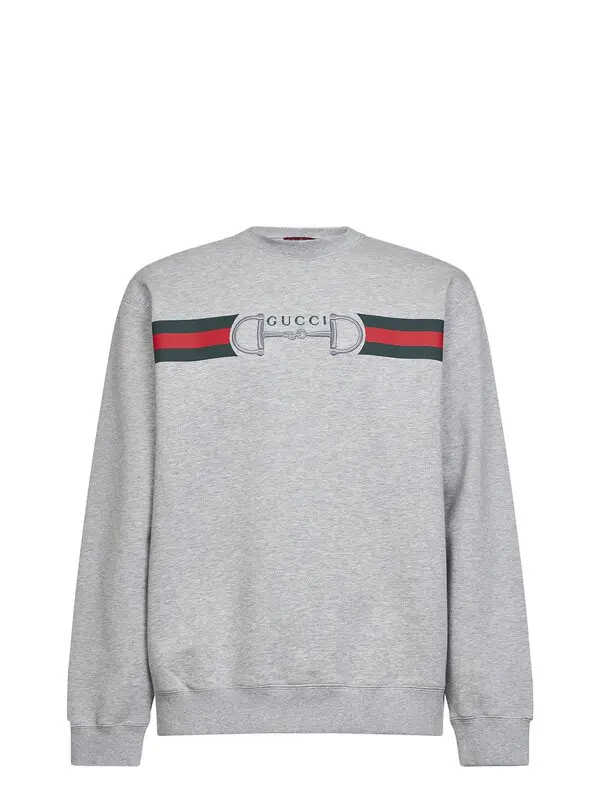 Gucci Melange Grey Cotton Printed Sweatshirt - Multicolor