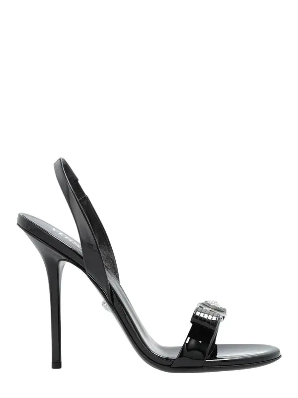 Versace Leather Medusa Bow High Heel Sandals - Black