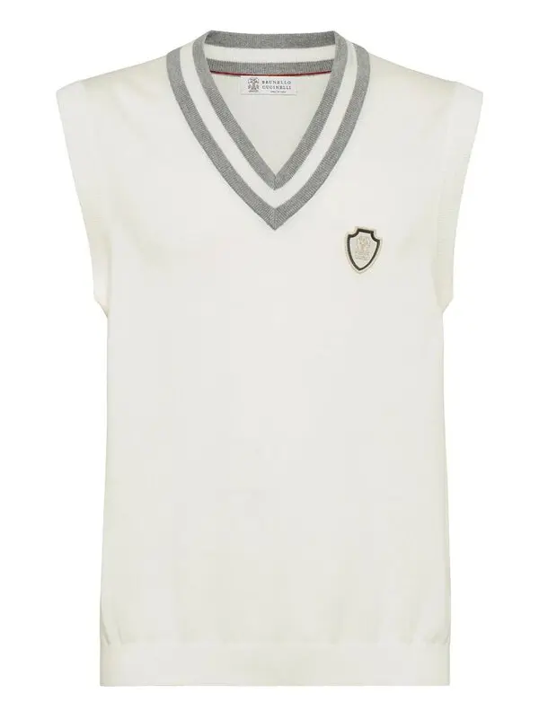Brunello Cucinelli Sleeveless V-neck Vest - White