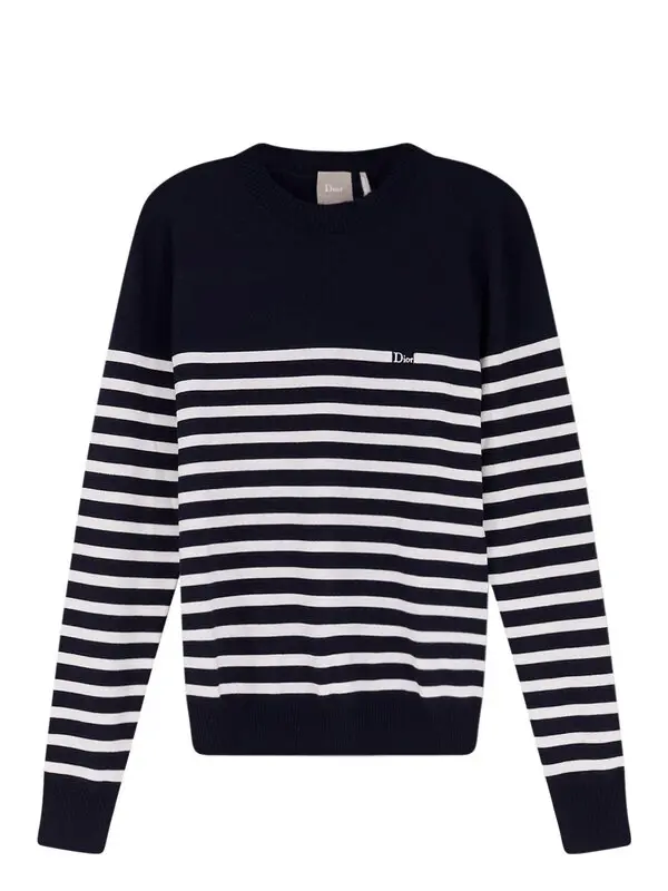 Dior Wool Sweater With Striped Pattern And Embroidered Logo - Multicolor