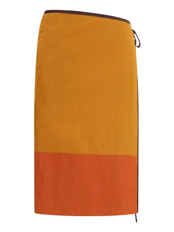 Saint Laurent Tie-detail Color-block Skirt - Orange