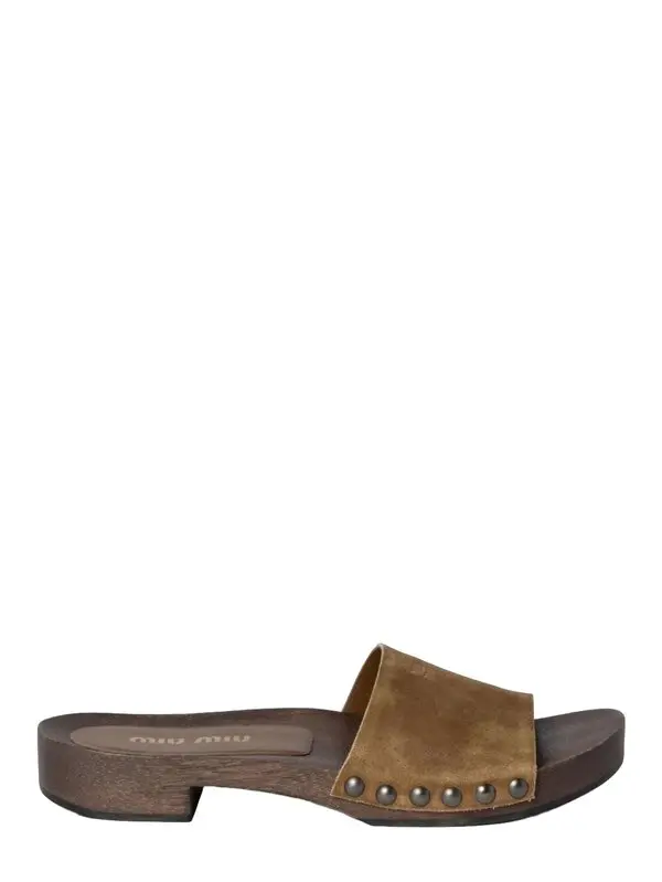 Miu Miu Suede And Wooden Platform Sandals - Multicolor