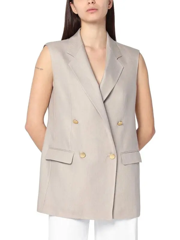 Tagliatore Double-breasted Linen Vest - Brown