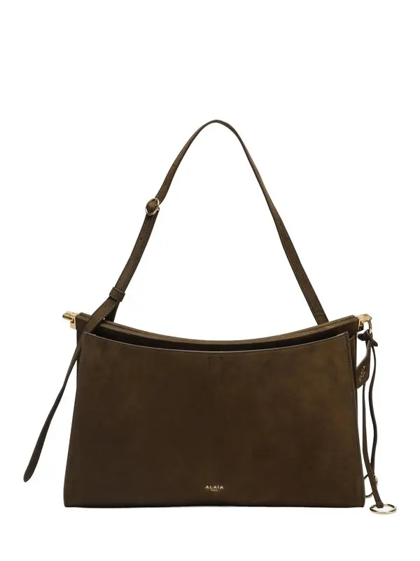 Alaïa Le Click Pocket 35 East-west Shoulder Bag In Nubuck - Green