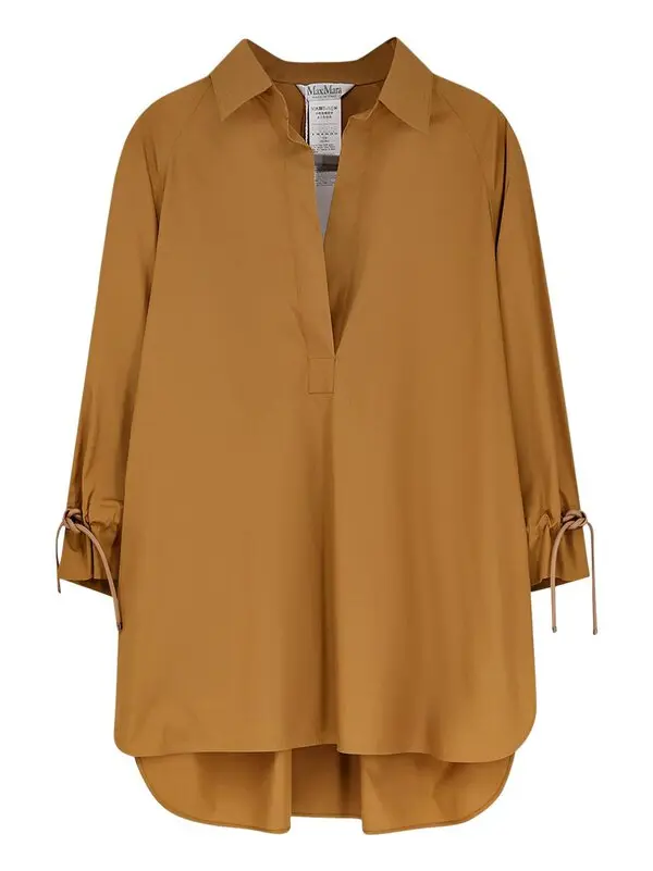 Max Mara Cotton Shirt With Drawstring Sleeves - Multicolor