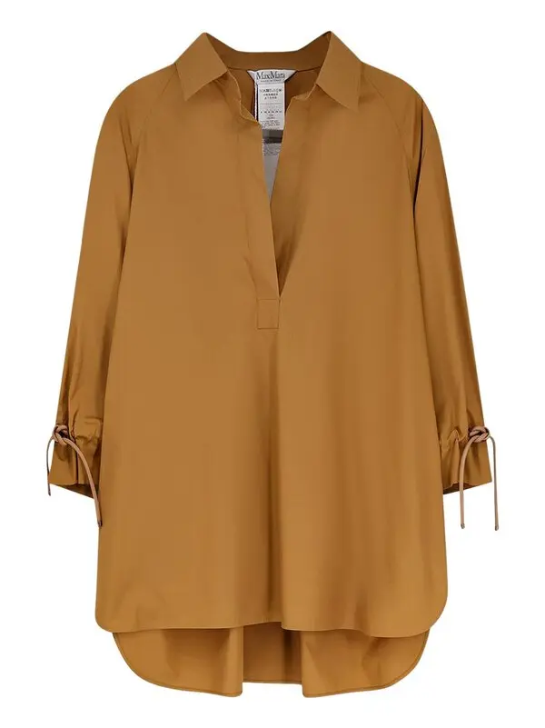 Max Mara Cotton Shirt With Drawstring Sleeves - Multicolor