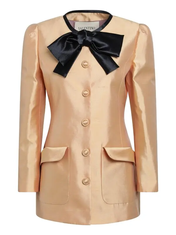 Valentino Garavani Peacoat In Shantung - Orange