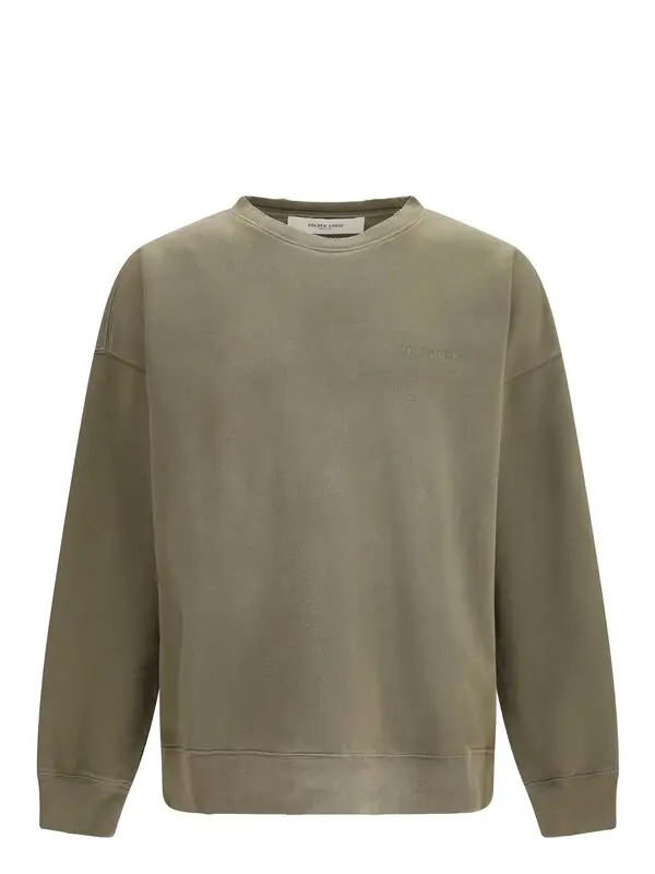 GOLDEN GOOSE Journey Crewneck Sweatshirt In Garment-dyed Cotton Fleece - Green