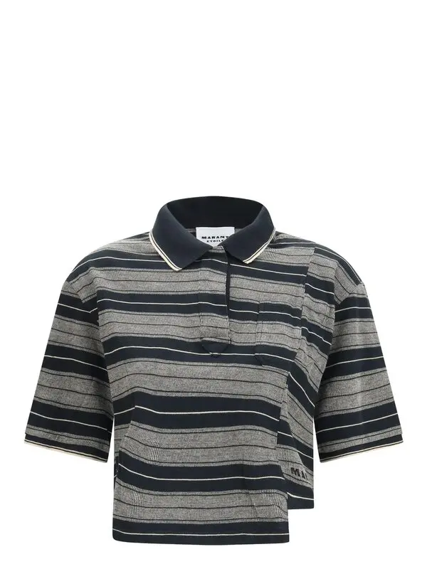 Isabel Marant Étoile Marant Striped Organic Cotton Piqué Polo - Black