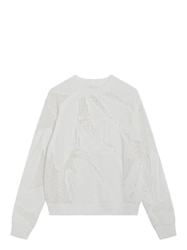 Max Mara Embroidered Cotton Crewneck Sweater - White