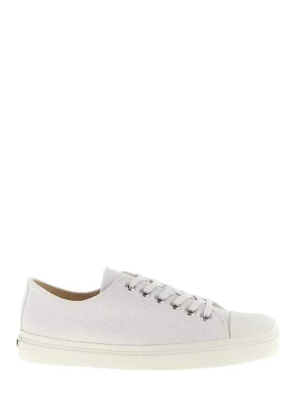 Moschino Canvas Lace-up Sneakers With Square Toe - White