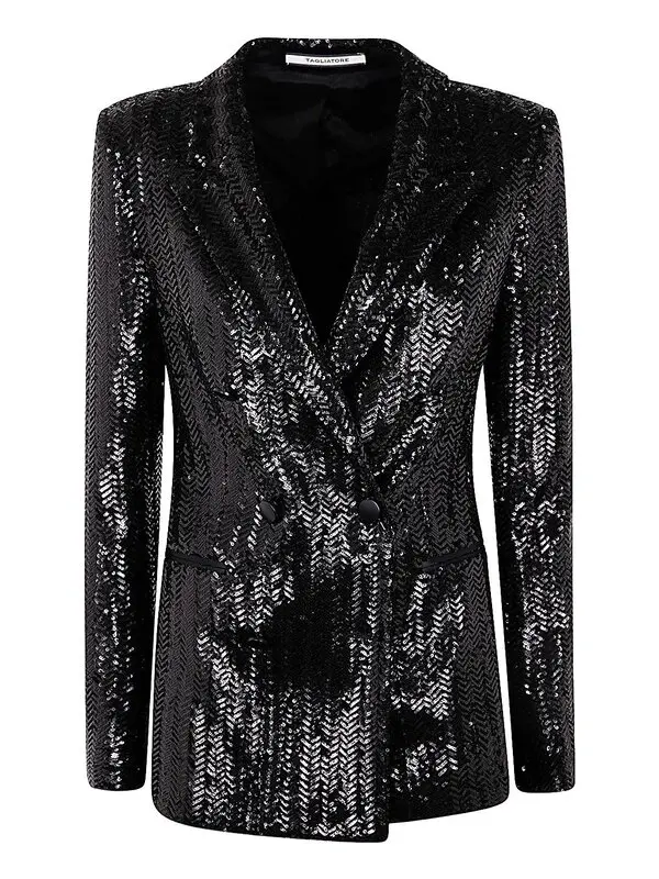 Tagliatore Sequined Double-breasted Blazer - Black