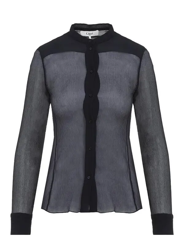 Chloé Silk Crêpon Shirt - Blue