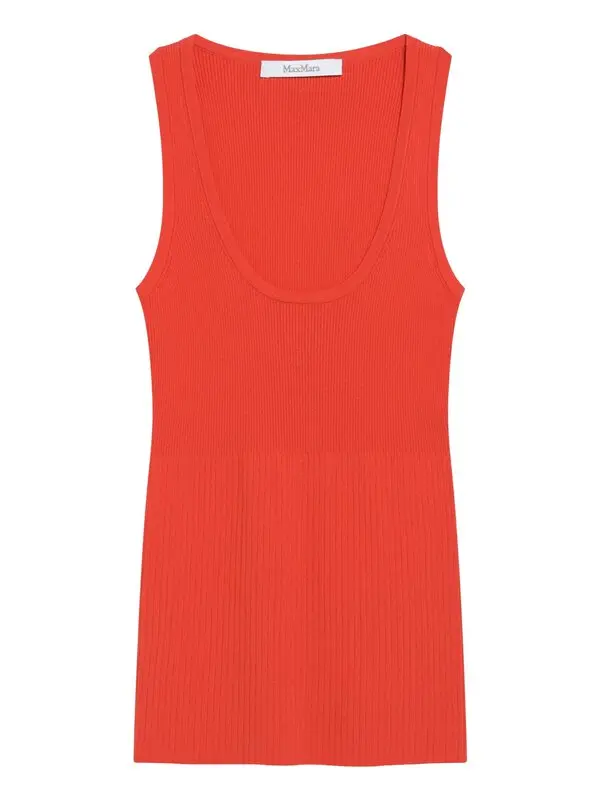 Max Mara Ribbed Technical Yarn Sleeveless Top - Red