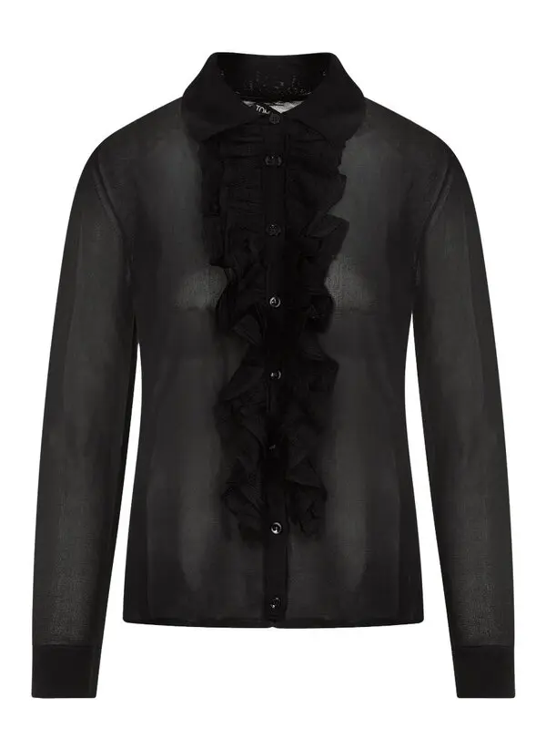 TOM FORD Viscose Ruffle Shirt - Black