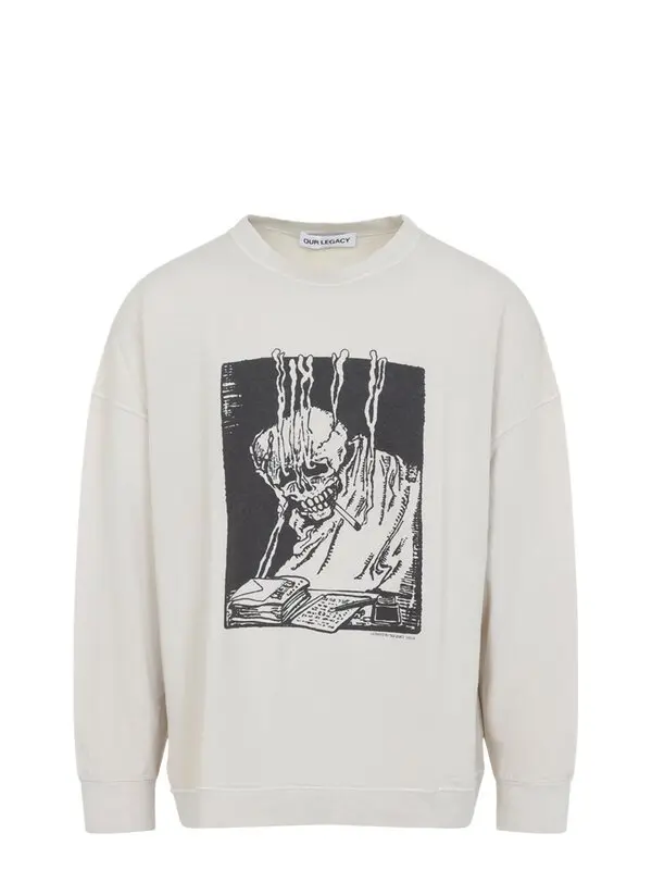 Our Legacy Slack" Oversized Sweatshirt With Graphic Prints - White