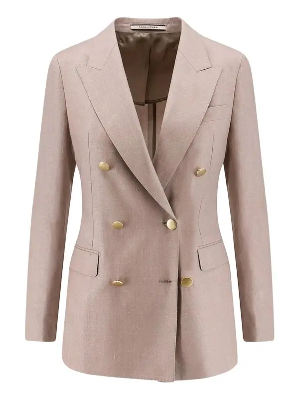 Tagliatore Parigi Double-breasted Blazer In Virgin Wool, Silk, And Linen - Multicolor