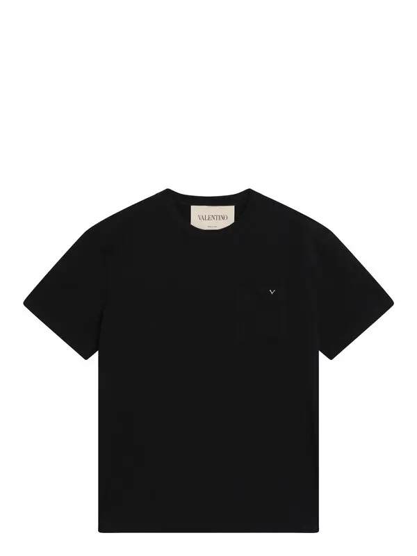 Valentino Garavani Cotton T-shirt With Vgold - Black