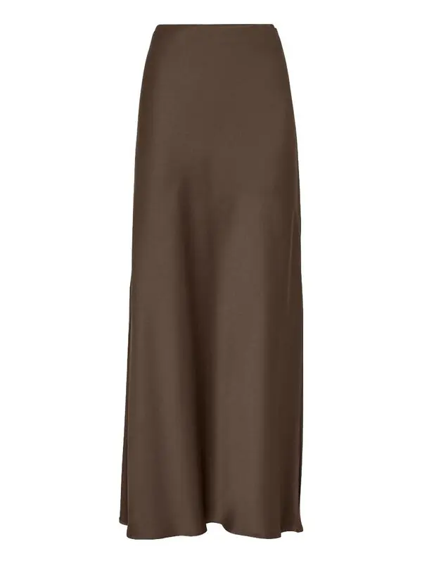 Brunello Cucinelli High-waisted Pull-on Skirt With Side Slits - Brown