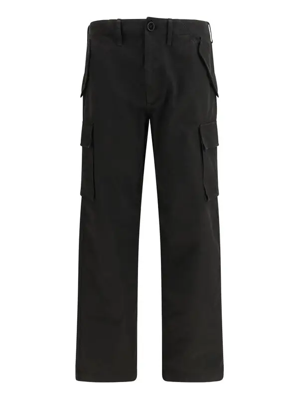 Burberry Cotton Twill Cargo Trousers - Black