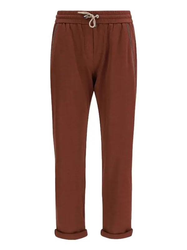 Brunello Cucinelli Cotton Silk Blend Track Pants - Brown