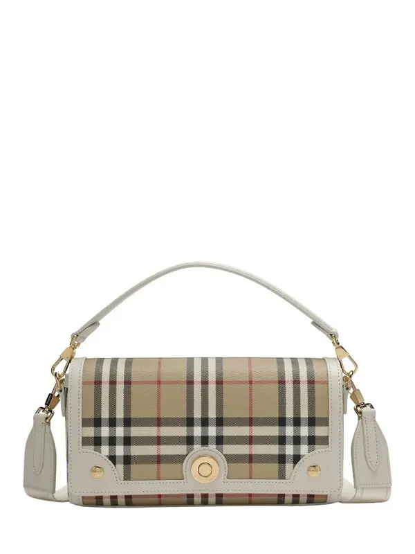 Burberry Note Small Shoulder Bag In Coated Cotton - Cream