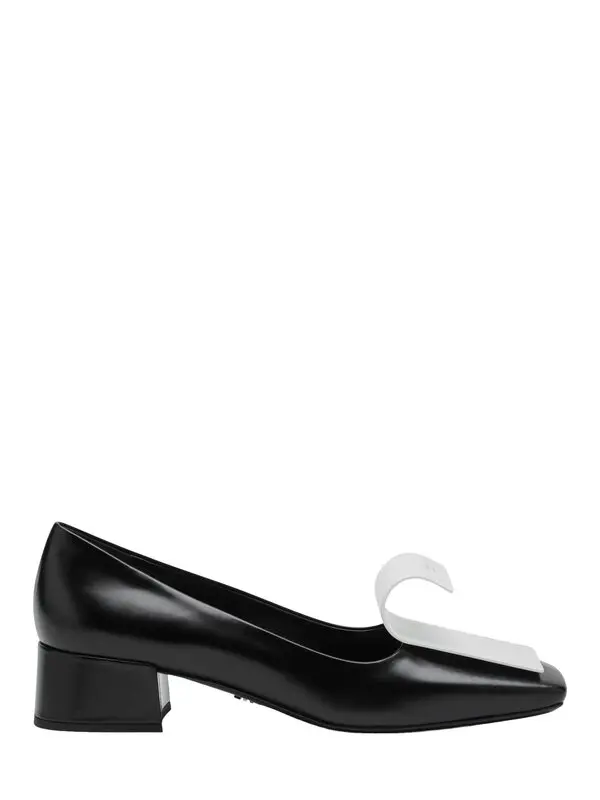 Prada And White Leather Decollete Pumps - Black