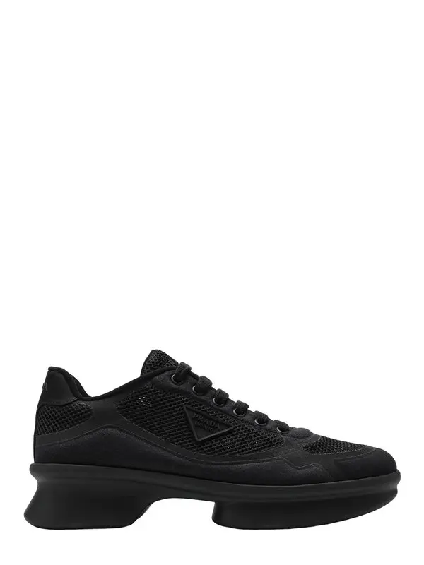 Prada Fabric And Mesh Low-top Sneakers - Black