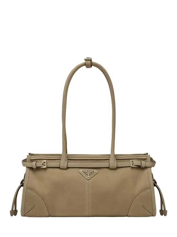 Prada Bonnie Medium Handbag In Nubuck Leather - Brown