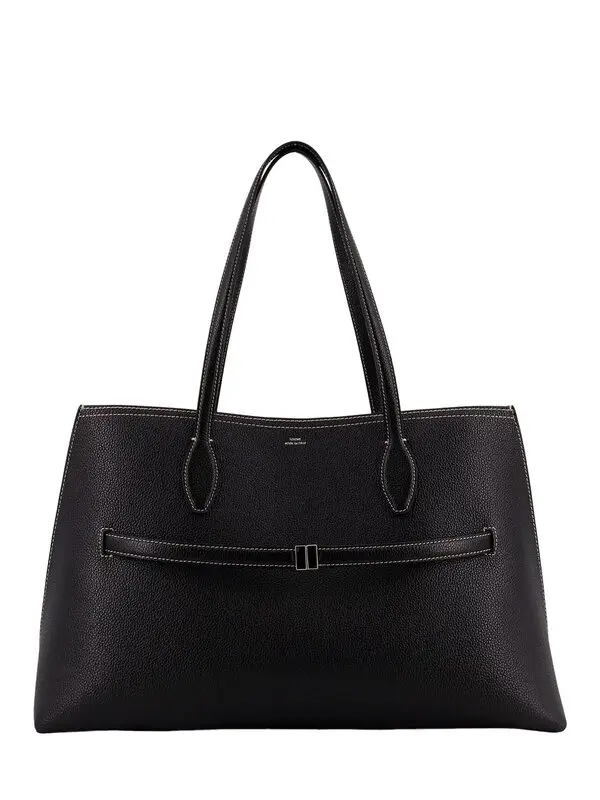 TOTEME Leather Shoulder Bag - Black