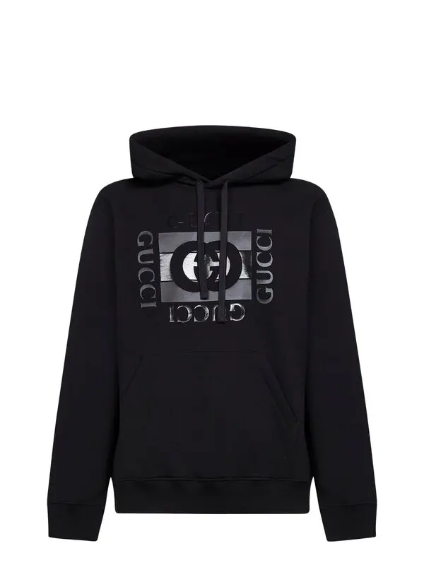 Gucci Black Cotton Jersey Printed Hoodie - Multicolor