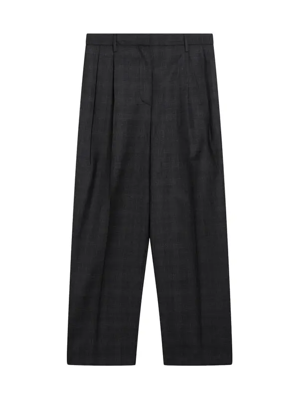 Prada Wool Trousers With Check Pattern - Gray