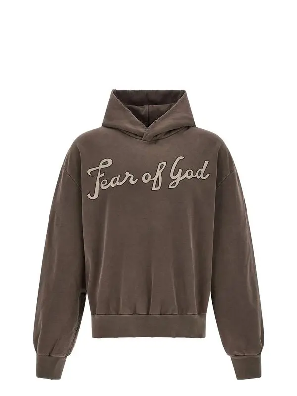 Fear Of God Cotton Hoodie With Graphic Print - Brown