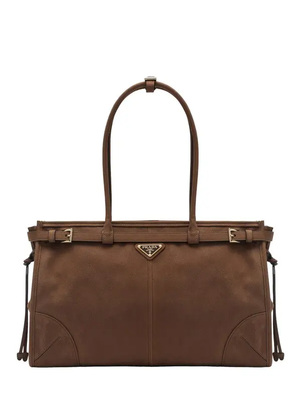 Prada Large Suede Handbag - Brown