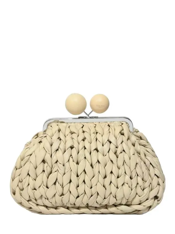 Max Mara Woven Clutch With Kiss Clasp - Cream