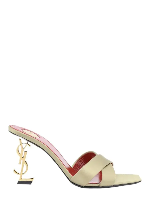 Saint Laurent Opyum Satin Sandals With Cassandre Heel - Multicolor