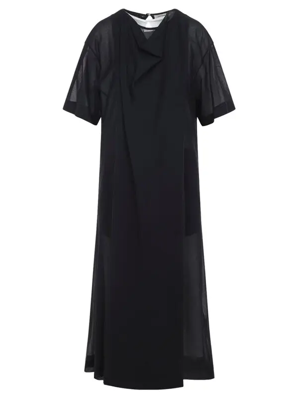 Carven Sheer Draped Midi Dress - Black